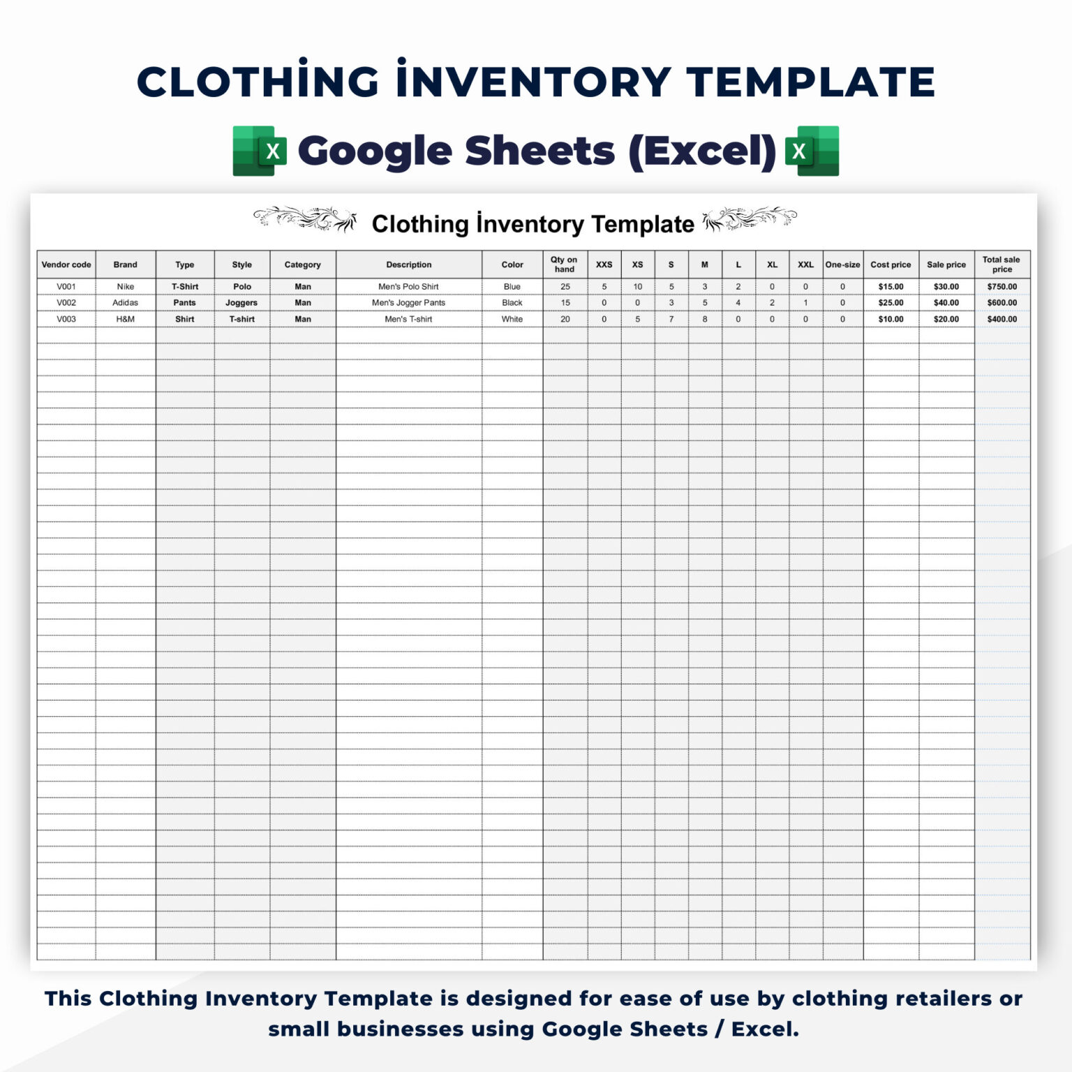 Clothing Store Inventory Template