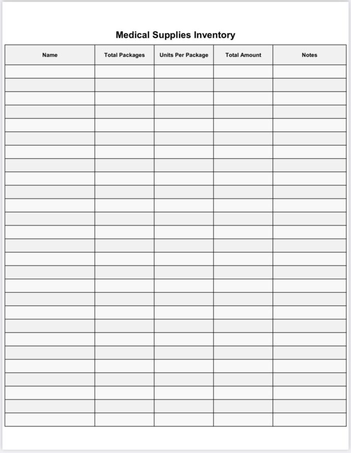 Medical Equipment Inventory Template