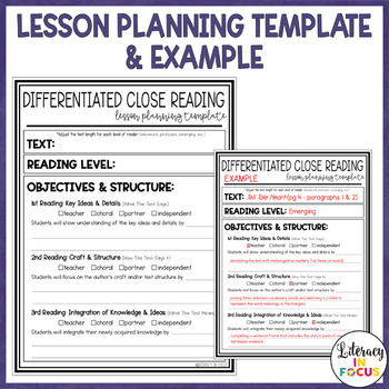 Close Reading Lesson Plan Template