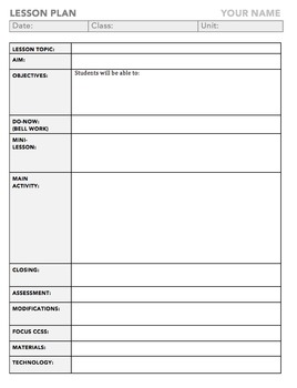Common Core Lesson Plan Template