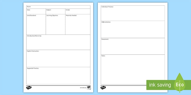 Free Editable Lesson Plan Template