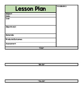 I Do You Do We Do Lesson Plan Template