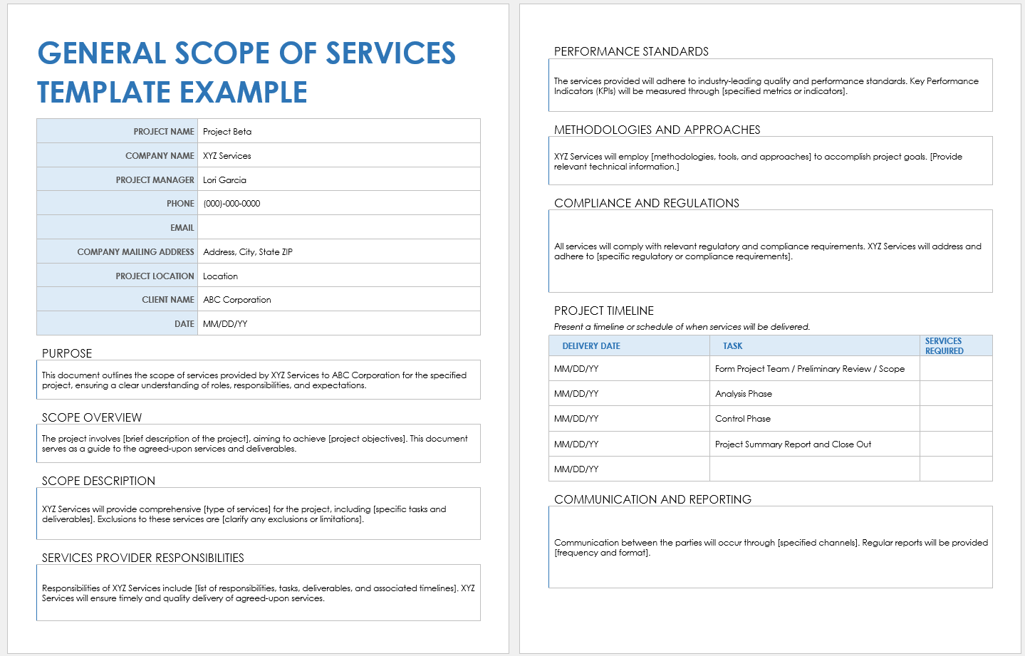 Managed Services Scope of Work Template