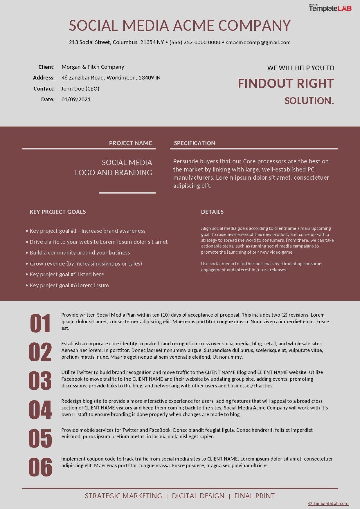 Social Media Agency Scope of Work Template